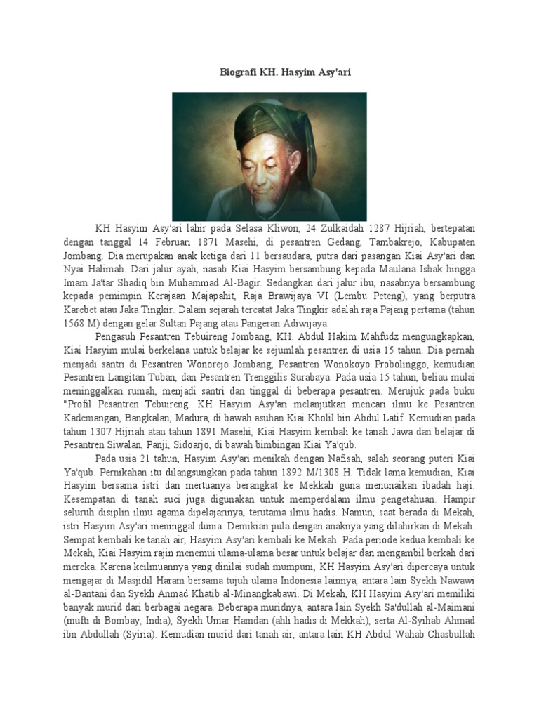 Biografi KH Hasyim Asyari | PDF