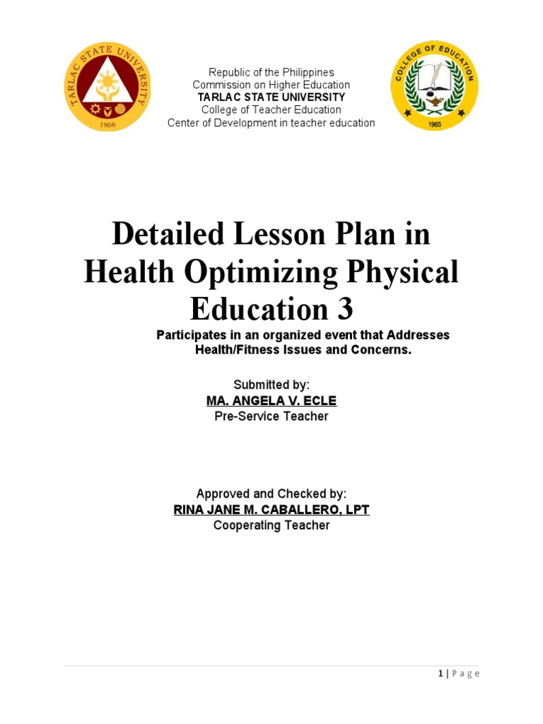 Detailed Lesson Plan in Health Optimizing Physical Education 3 | PDF ...