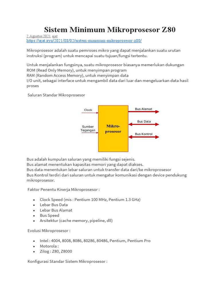 Materi MM (Sistem Minimum Mikroprosesor Z80) | PDF | Bisnis | Komputer