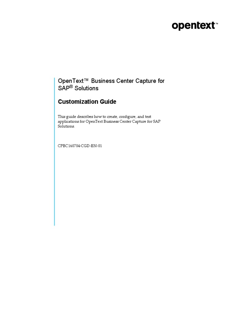 OpenText Business Center Capture for SAP Solutions 16.7.4 ...