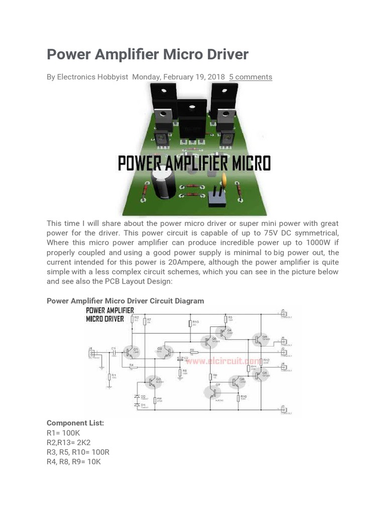Skema Driver Amplifier Micro 1000W | PDF