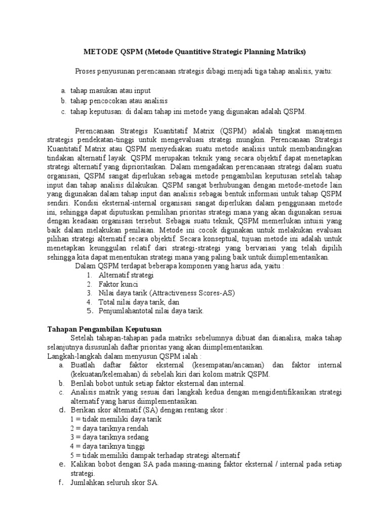 Metode QSPM | PDF