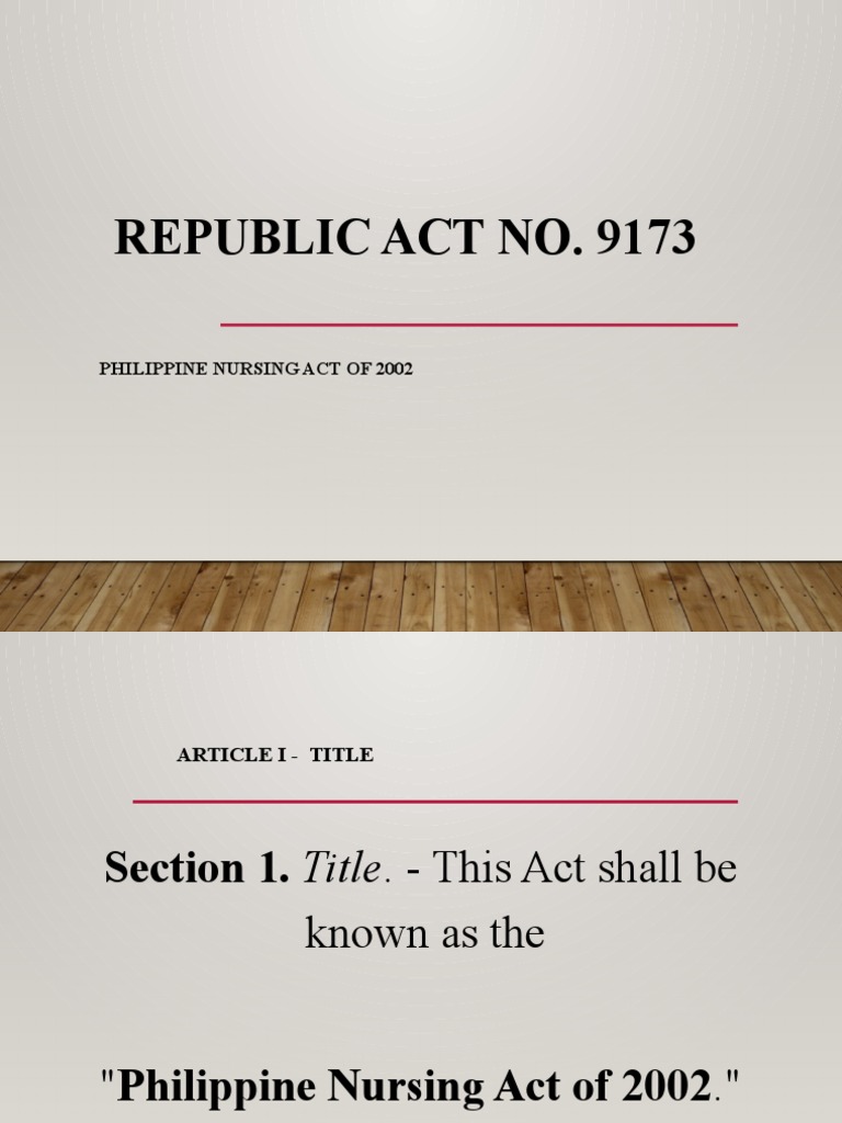Republic Act No. 9173: Philippine Nursing Act of 2002 | PDF | Nursing ...