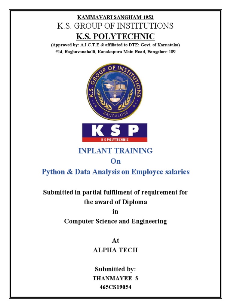 Inplant Training (Front Page) | PDF | Cognition