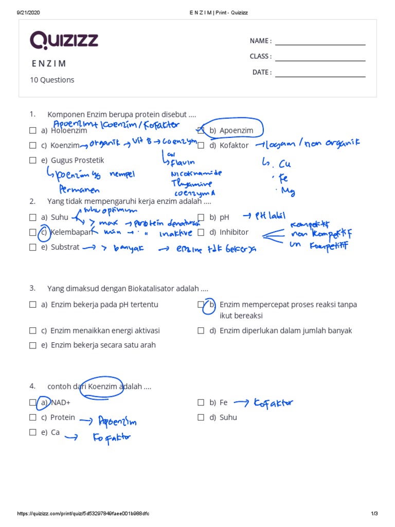 Enzim Soal Sasa | PDF