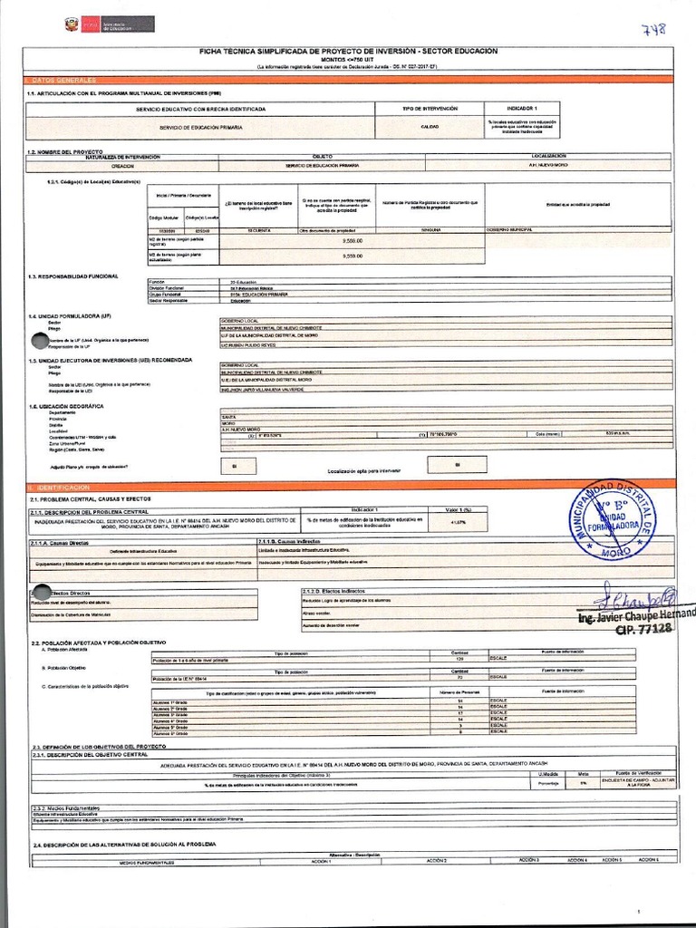 Ficha Tecnica Invierte - Pe Colegio | PDF