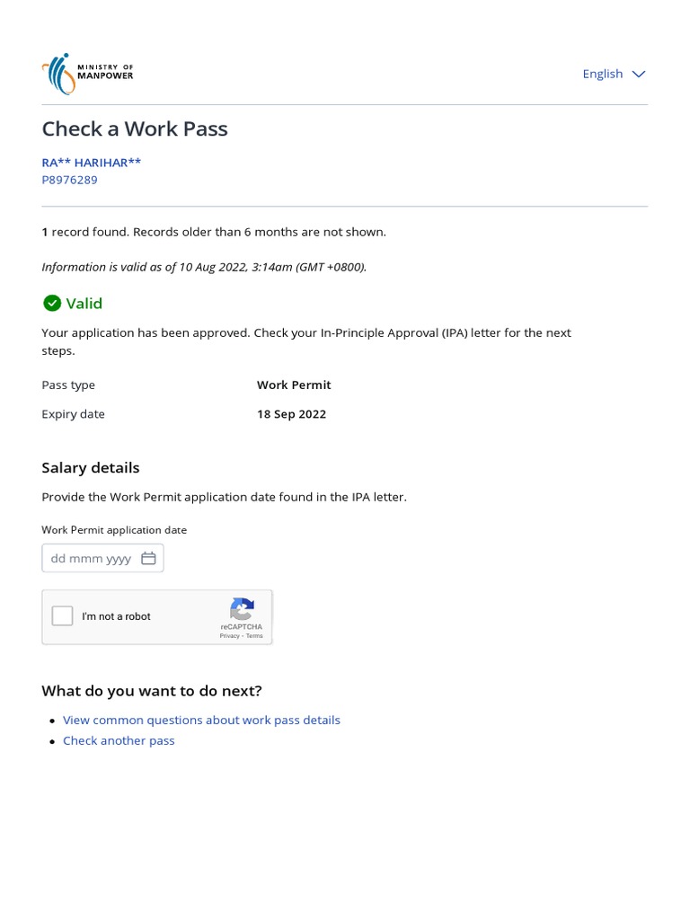 MOM - Check A Work Pass | PDF