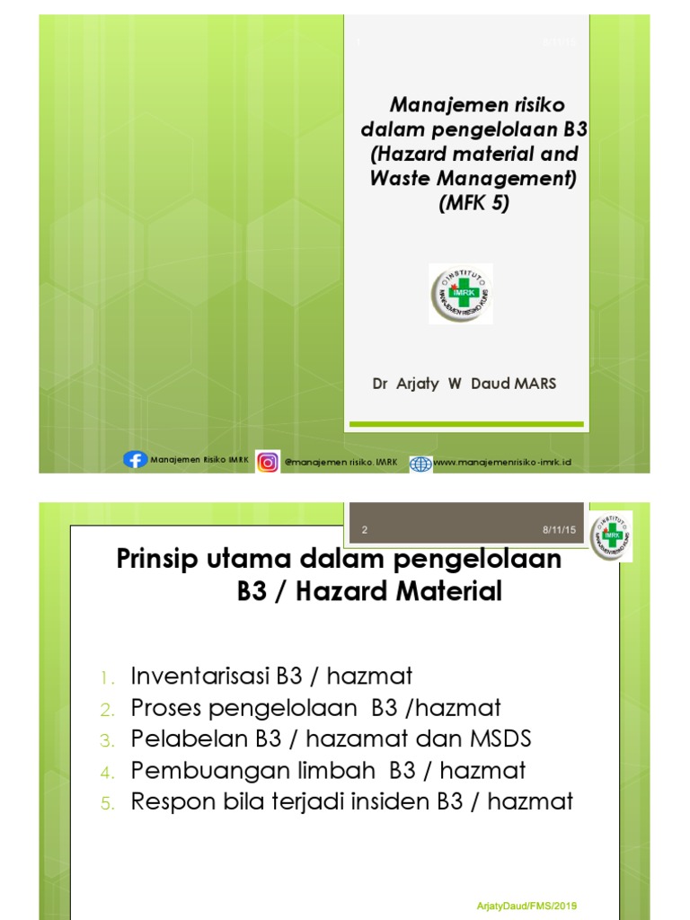 Manajemen Risiko B3 di RS | PDF