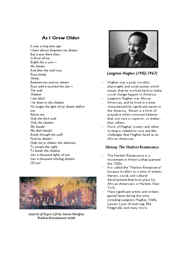 As I Grew Older: Langston Hughes (1902-1967) | PDF | Harlem Renaissance