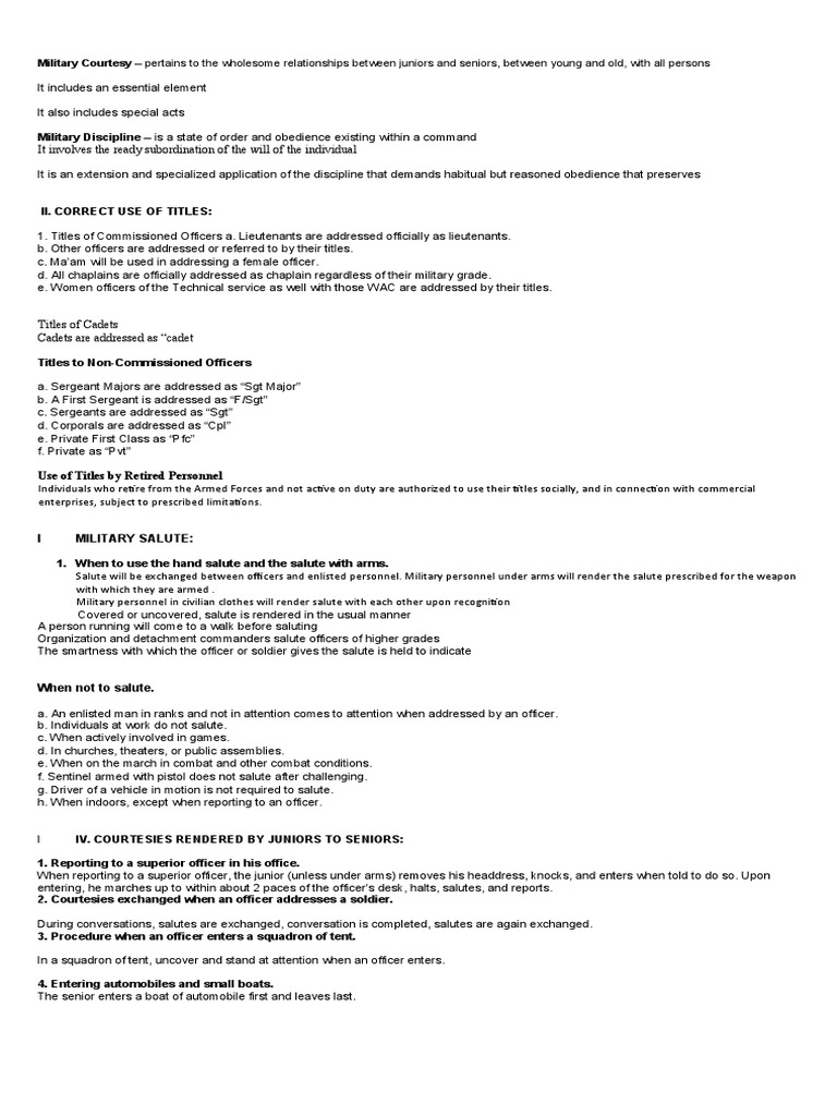 Proper Military Courtesies, Salutes, and Protocol | PDF | Sergeant ...