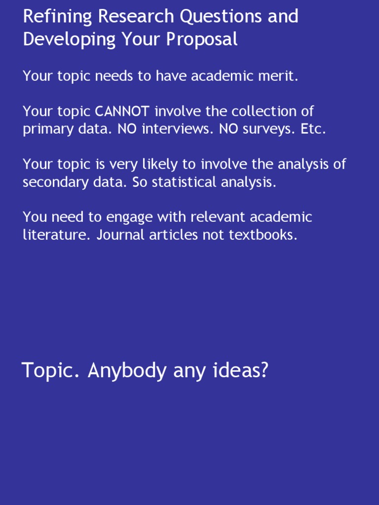 Refining Research Questions and The Proposal | PDF | Monetary Policy ...