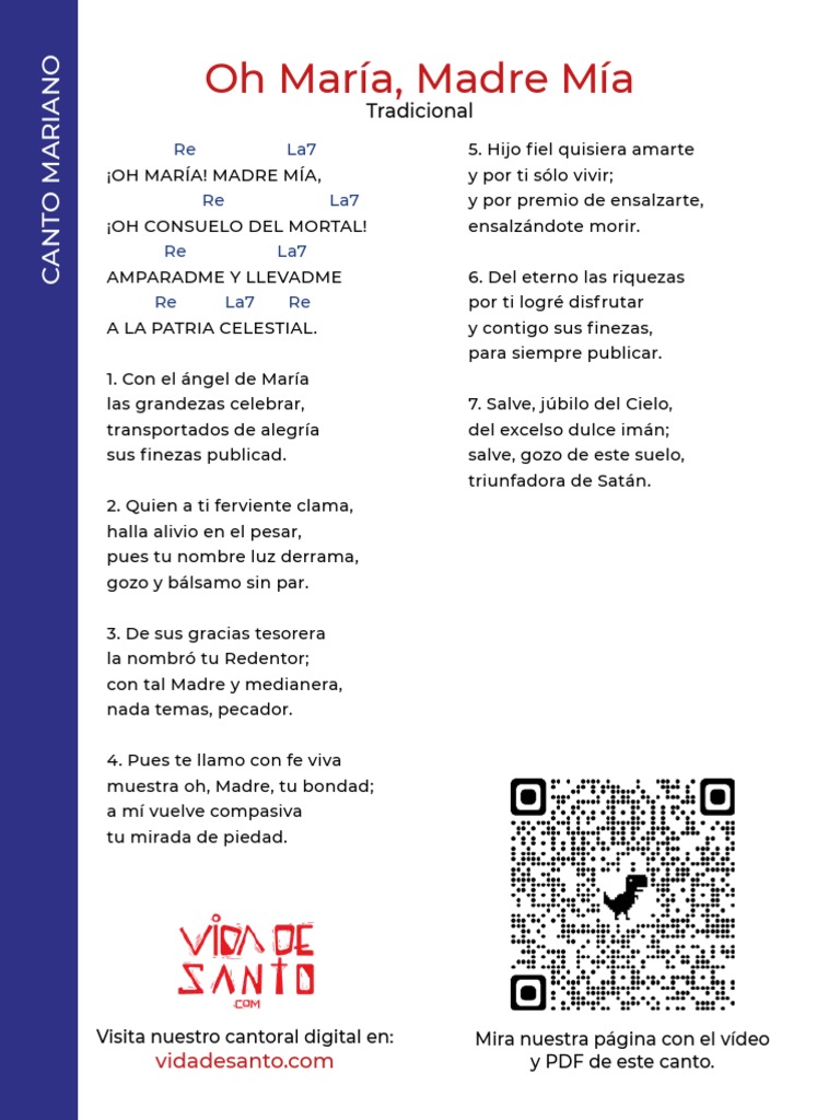 Oh Maria Madre Mi Acordes y Letra Canto Mariano | PDF