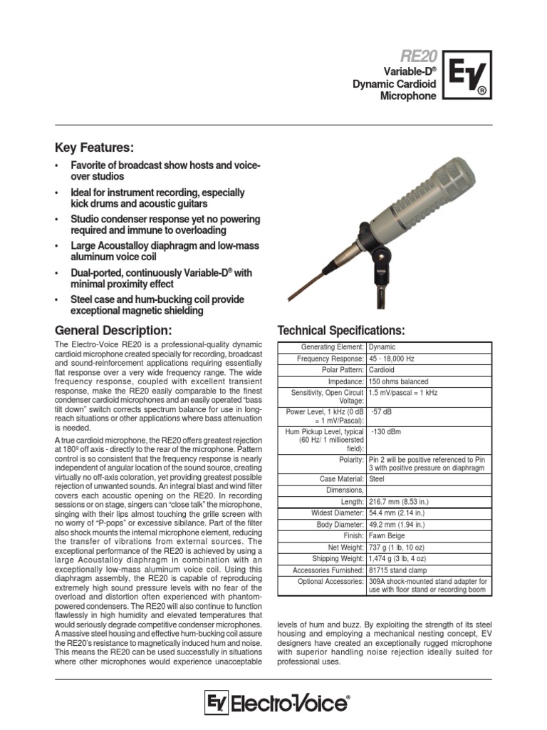 Key Features:: Variable-D Dynamic Cardioid Microphone | PDF ...