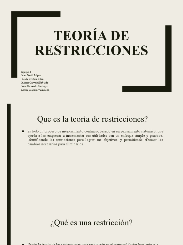 Teoría de Restricciones | PDF