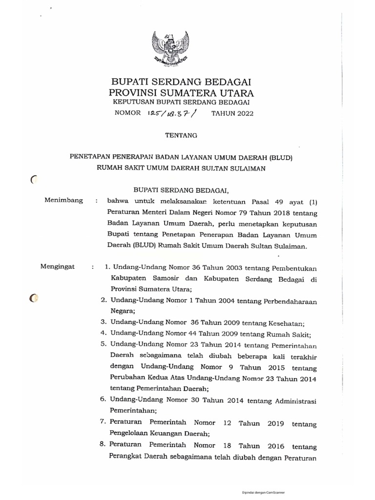 SK PENGESAHAN BLUD Stempel | PDF