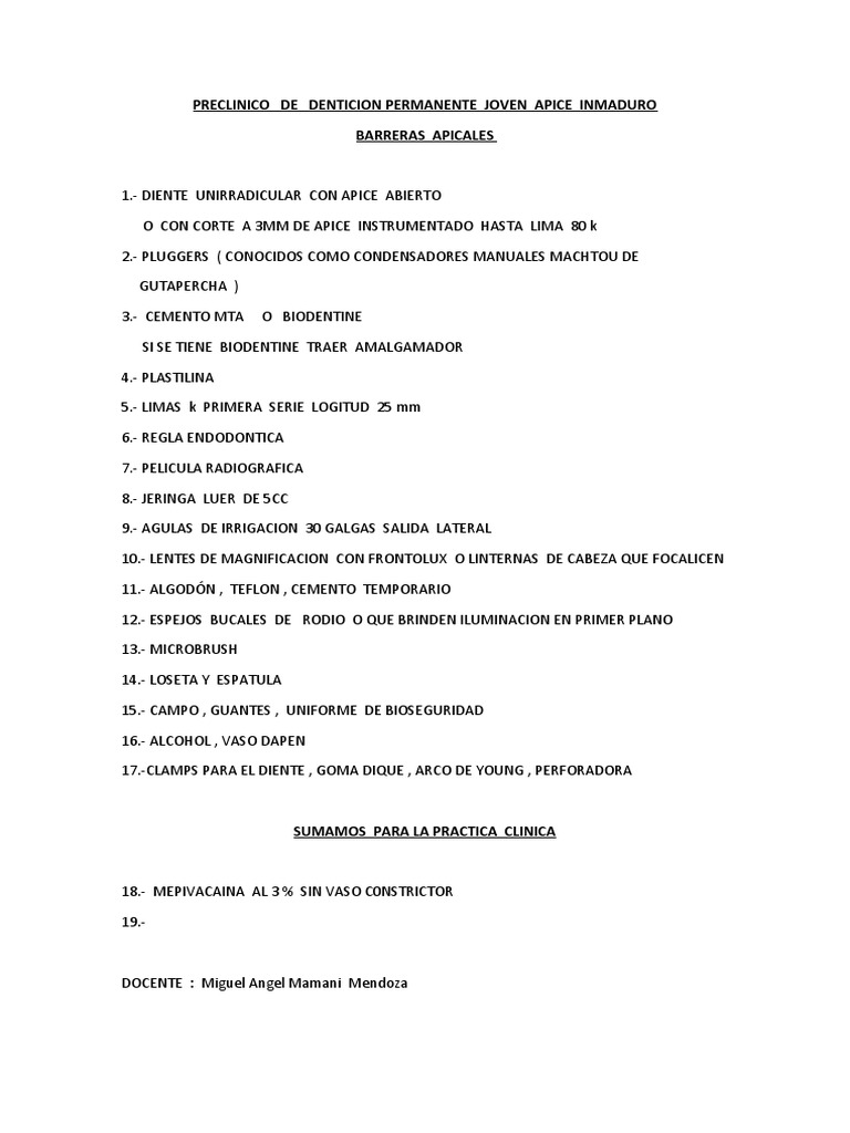 Preclinico de Denticion Permanente Joven Apice Inmaduro | PDF