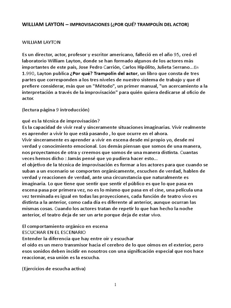Improvisación William Layton | PDF | Verdad | Improvisación