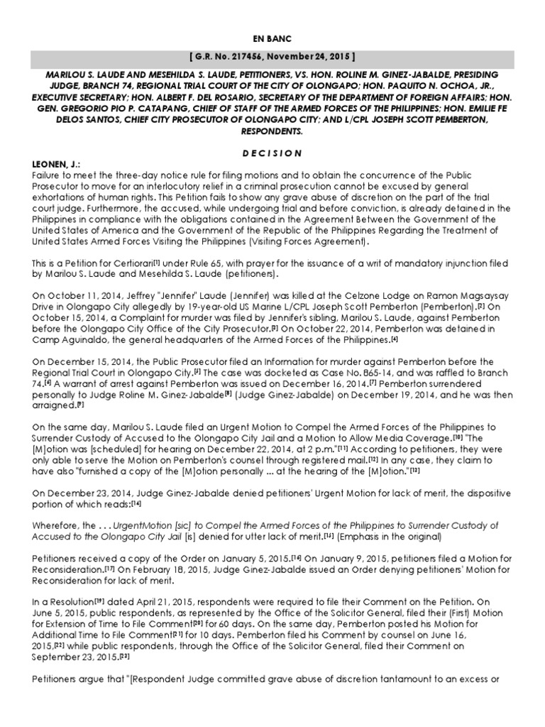 Lis Mota Case: Laude vs. Pemberton | PDF | Prosecutor | Jurisdiction