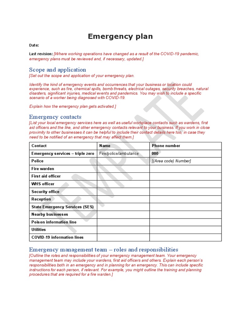Emergency Plan Template | PDF | Emergency Management | Emergency