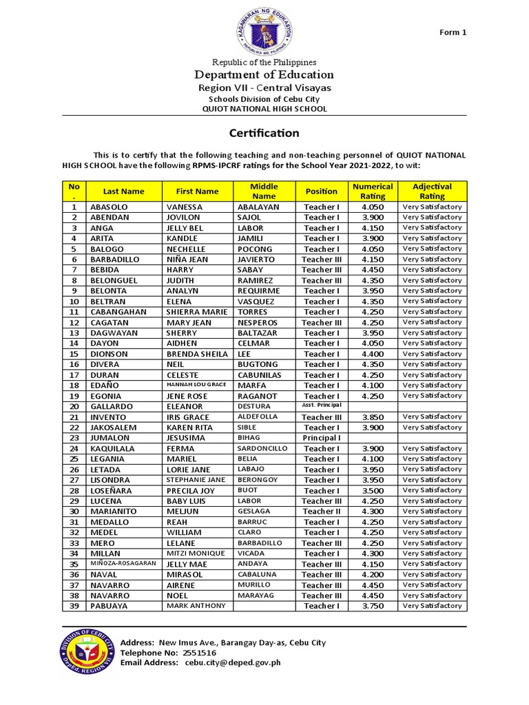 Department of Education: Certification | PDF