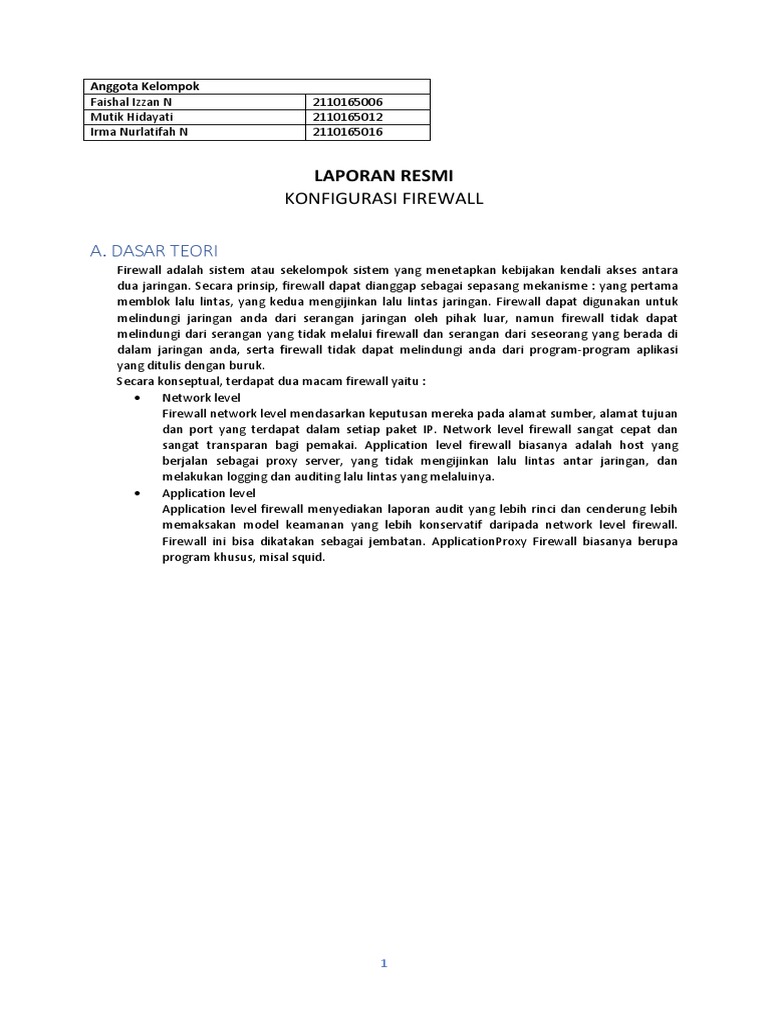 Contoh Konfigurasi Firewall Aij | PDF | Komputer