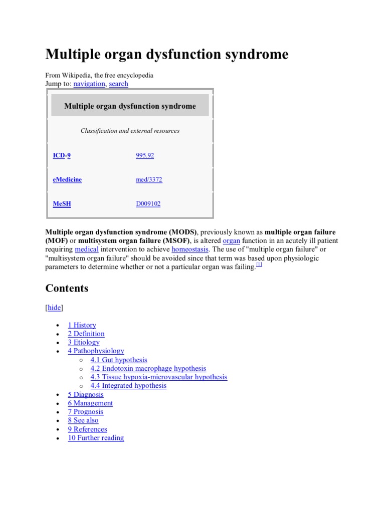 Multiple Organ Dysfunction Syndrome | PDF | Wellness | Science ...