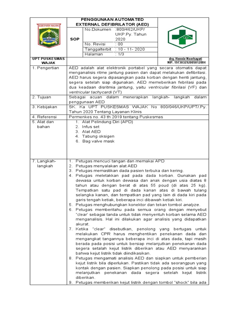 SOP Prosedur AED | PDF
