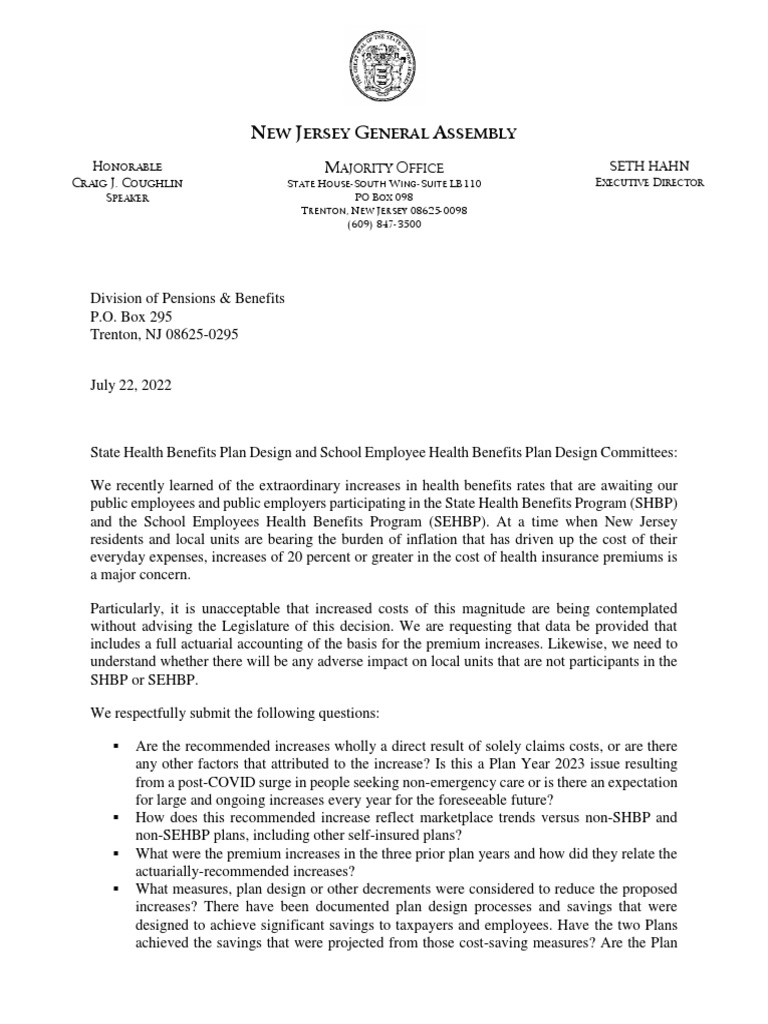 Letter - State Employee Health Benefits | PDF | Insurance