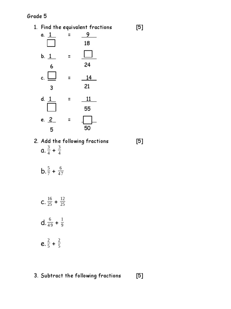 Grade 5 maths question paper | PDF | Mathematics | Arithmetic