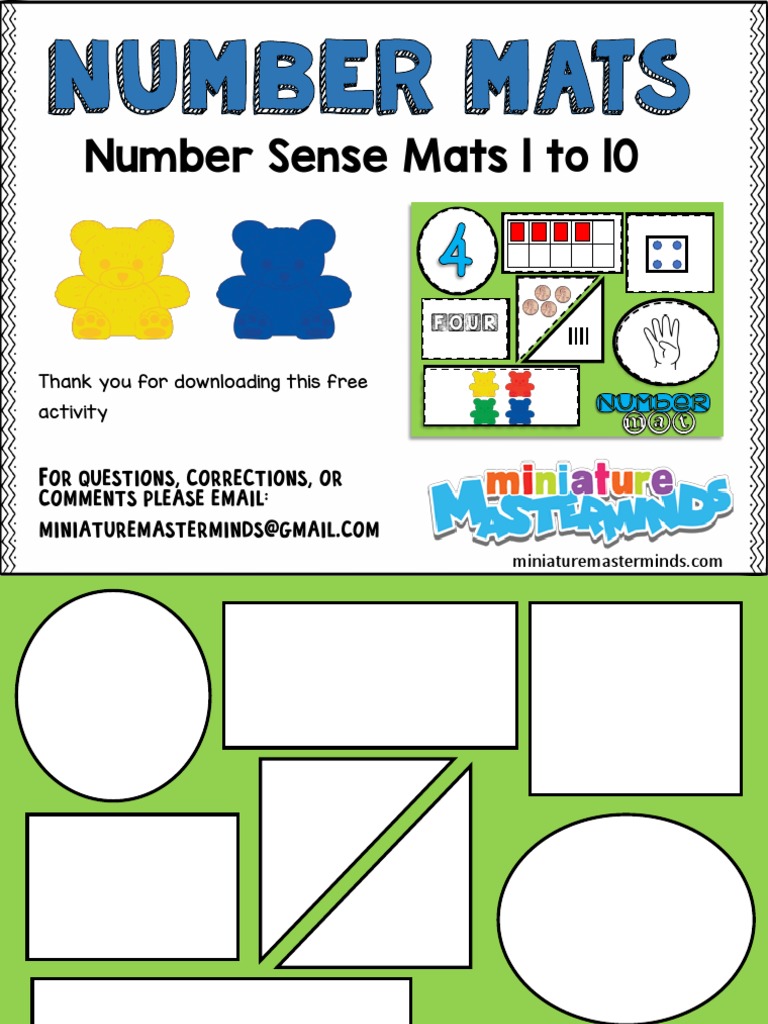 Number Sense Mats 1 To 10: For Questions, Corrections, or Comments ...