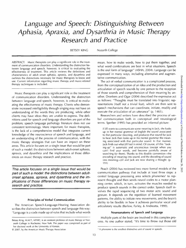 Language and Speech: Distinguishing Between Aphasia, Apraxia, and ...