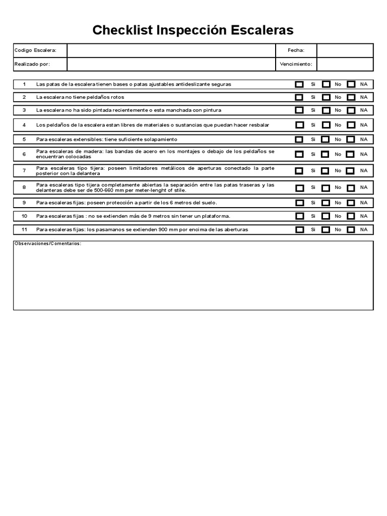 Check List de Inspección de Escaleras | PDF