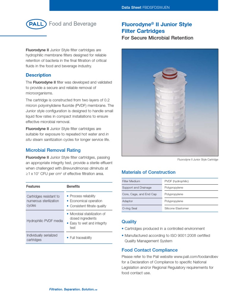 Food and Beverage: Fluorodyne II Junior Style Filter Cartridges | PDF ...