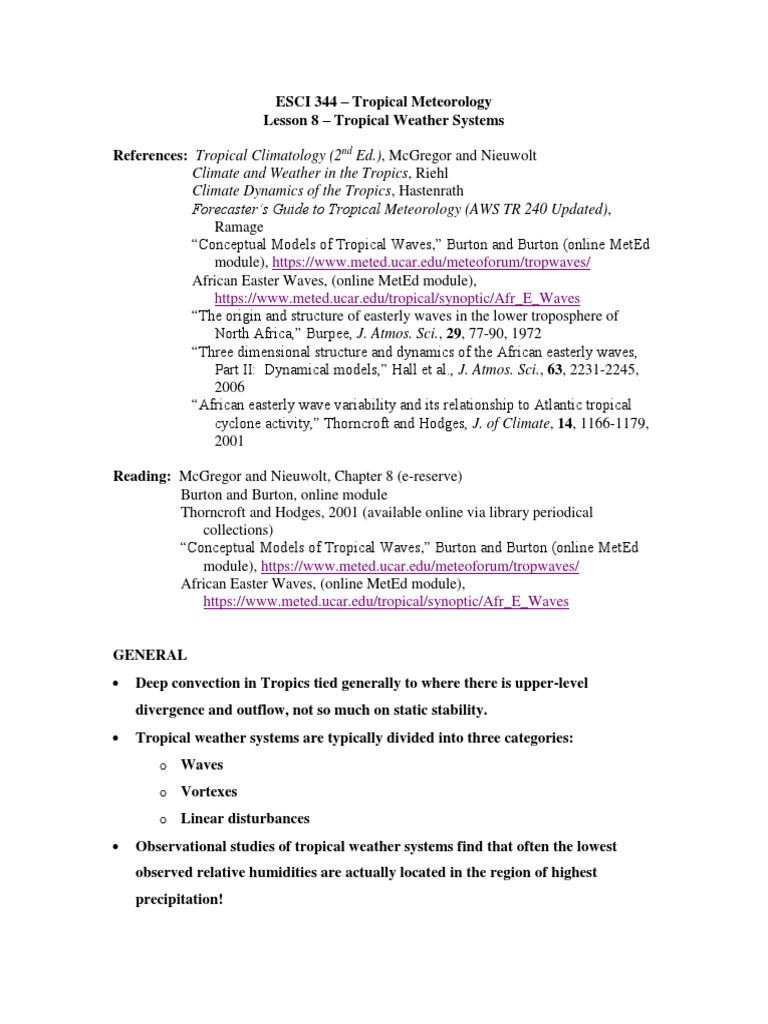 Esci344 Lesson08 Tropical Weather Systems | PDF | Tropical Cyclones ...