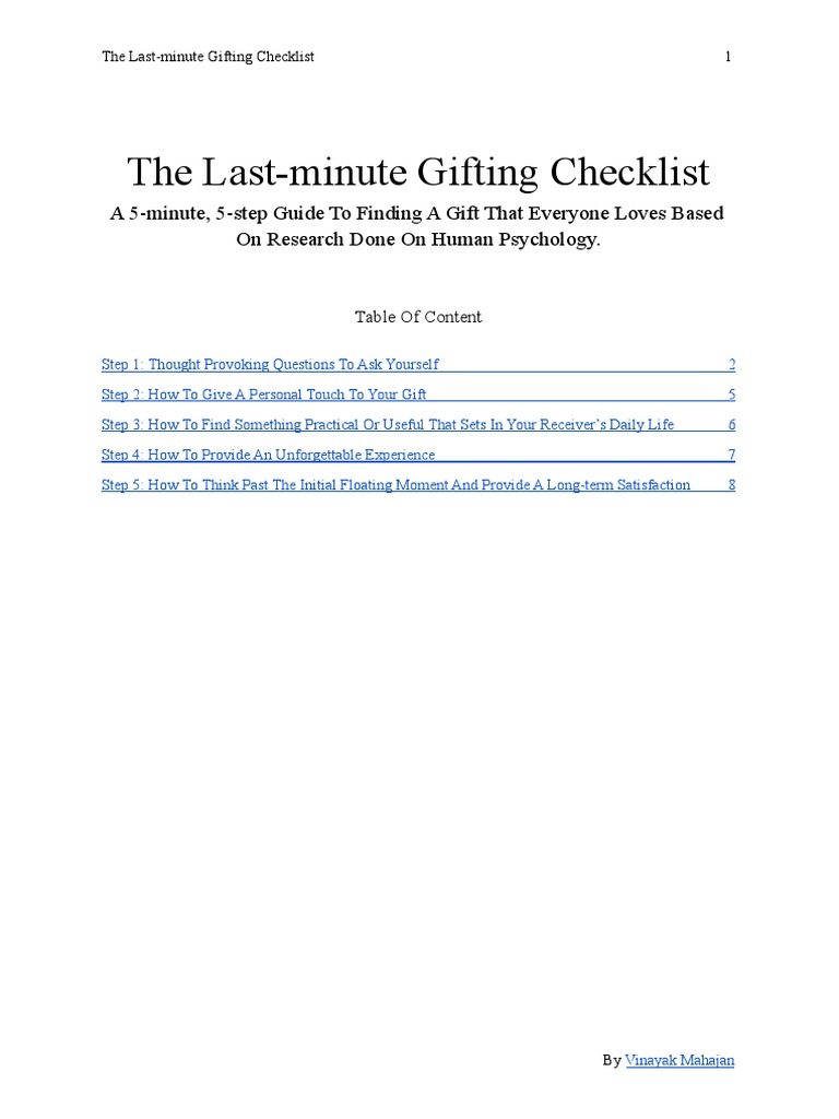 Last-Minute Gifting Checklist by GiftAFeeling | PDF | Psychology ...