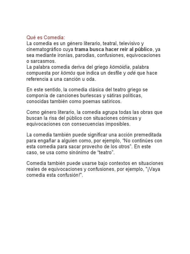 Comedia | PDF | Comedia | Teatro