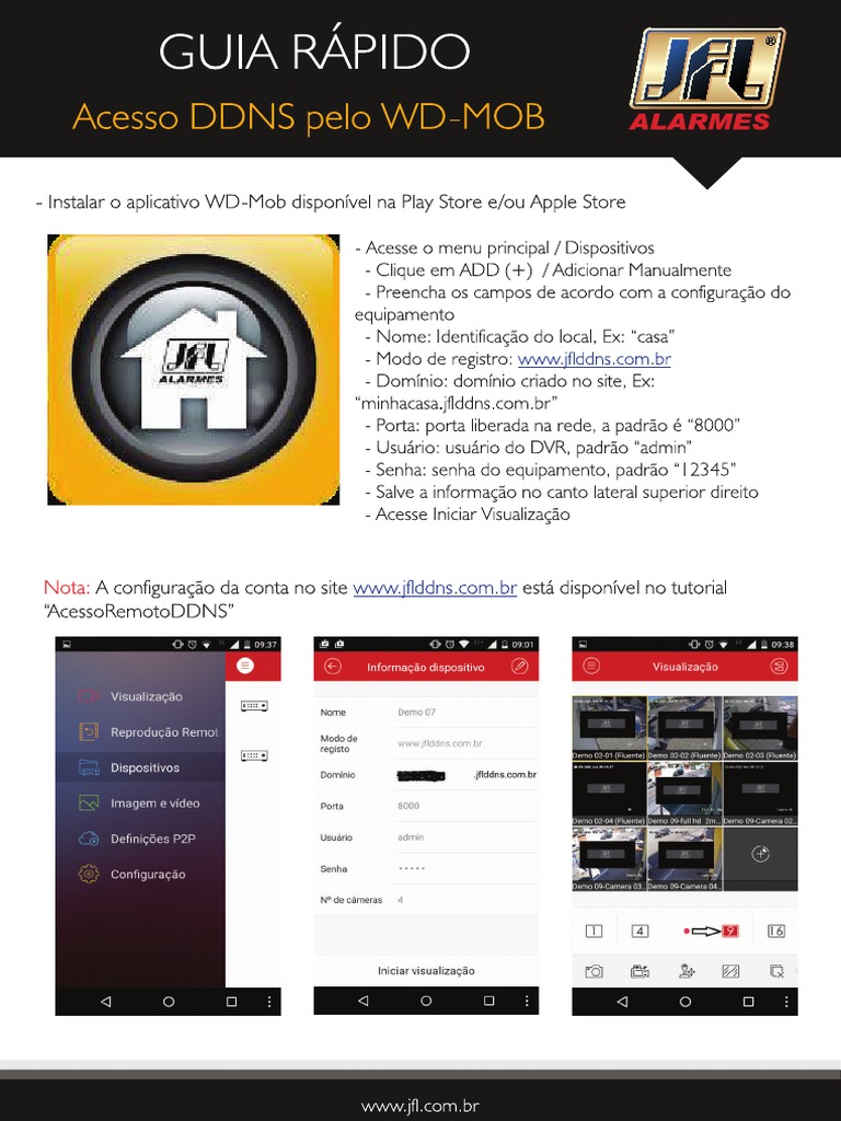 Manual JFL de Acesso Via DDNS Pelo WD-MOB | PDF