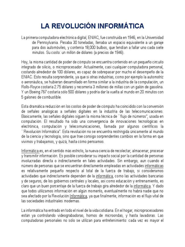 La Revolución Informática | PDF | Informática | Hardware de la computadora