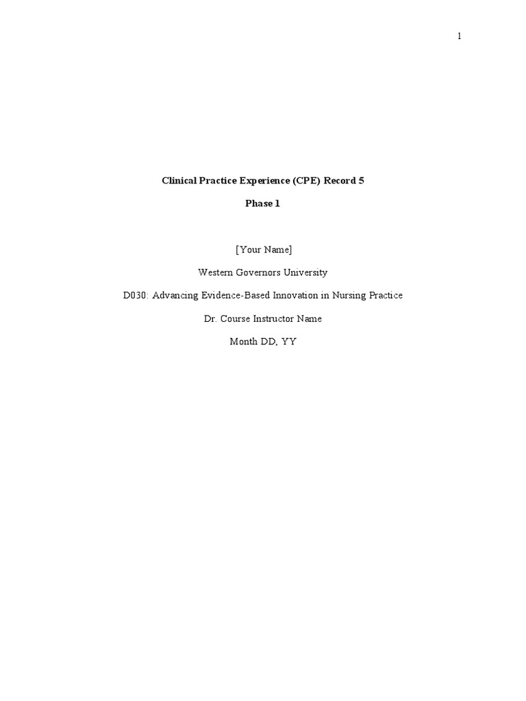 Clinical Practice Experience (CPE) Record 5 Phase 1 | PDF | Chronic ...