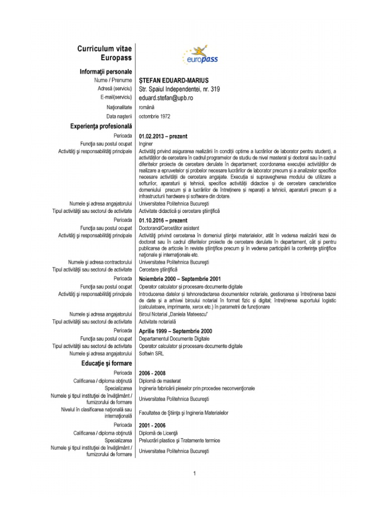 Stefan Eduard-Marius CV | PDF