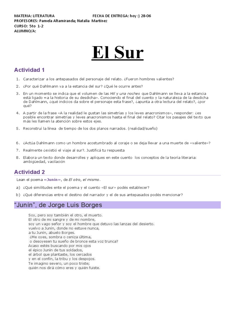 El Sur. Borges | PDF | Ficción general