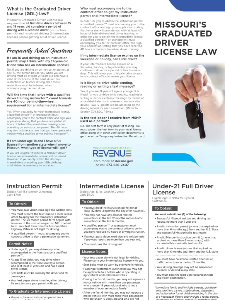 Missouri Graduated Driving Pamphlet | PDF | Driver's License | License