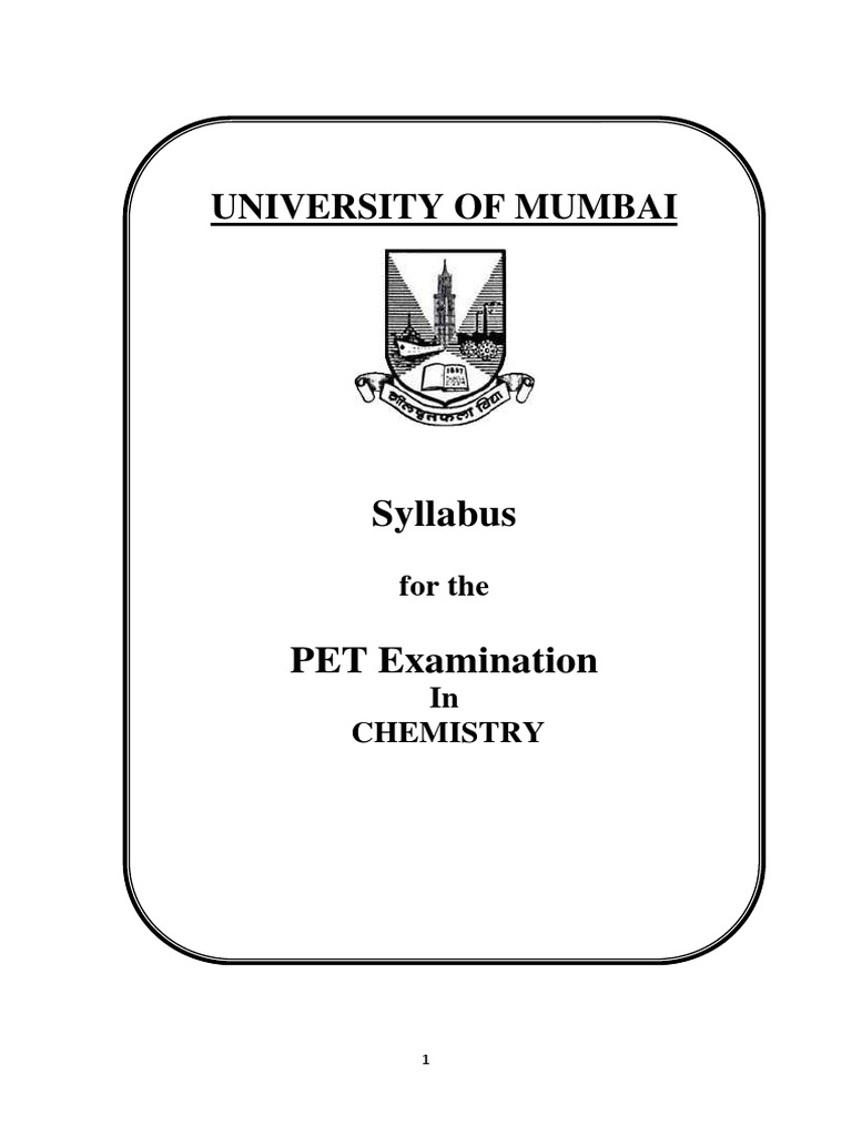 Mumbai University PET Chemistry Syllabus | PDF | Chromatography | High ...