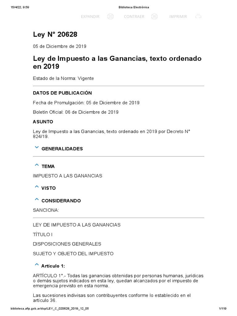 Ley IIGG | PDF | Impuesto sobre la renta | Compartir (Finanzas)