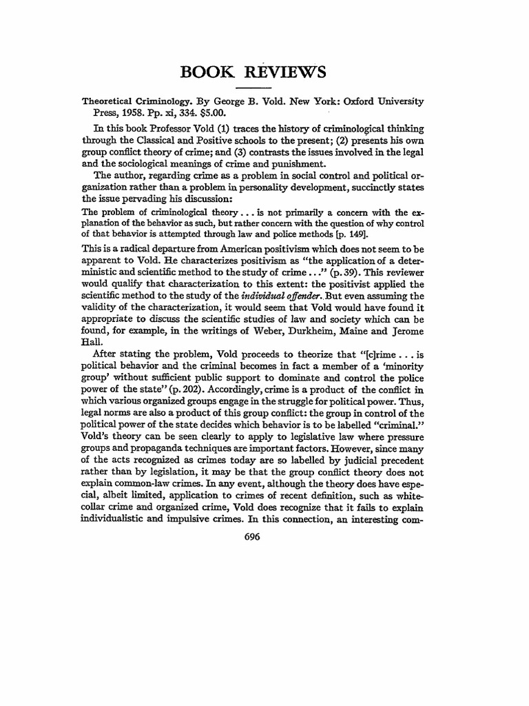 Review of - I - Theoretical Criminology - I - by George B. Vold | PDF ...