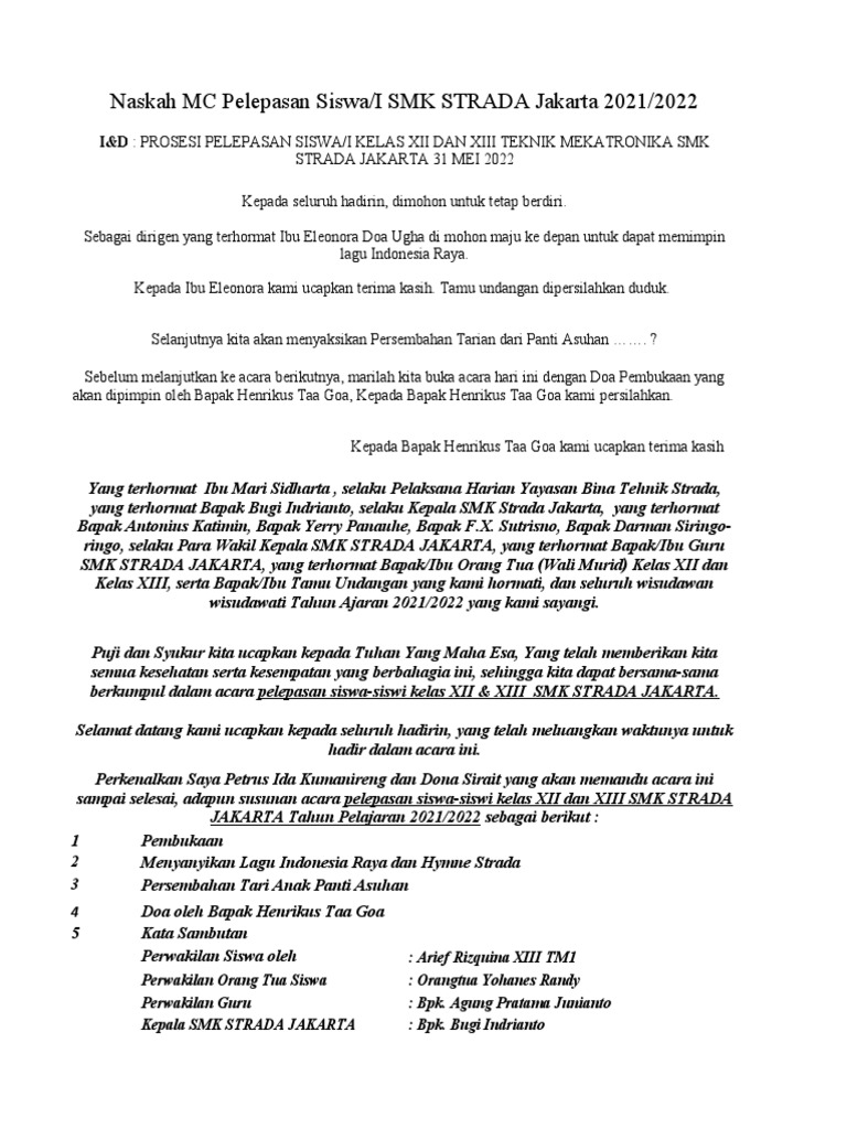 Script Naskah Pelepasan | PDF