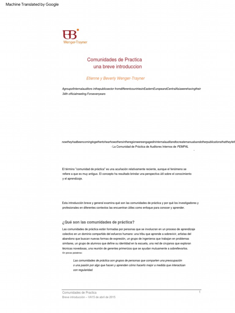 07 Brief Introduction To Communities of Practice | PDF | Aprendizaje ...