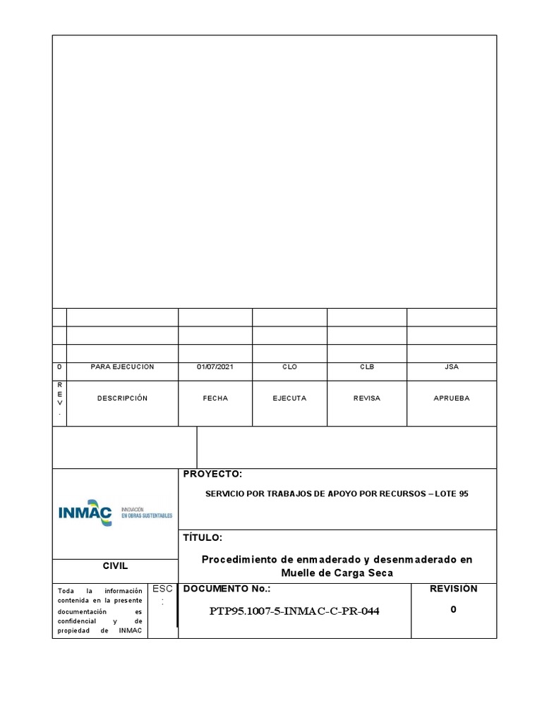 PTP95.1007-5-INMAC-C-PR-044 Enmaderado y Desenmaderado en Muelle de Carga Seca | PDF | Tecnología