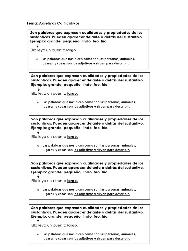 2do Libreta Adjetivos Calificativos | PDF