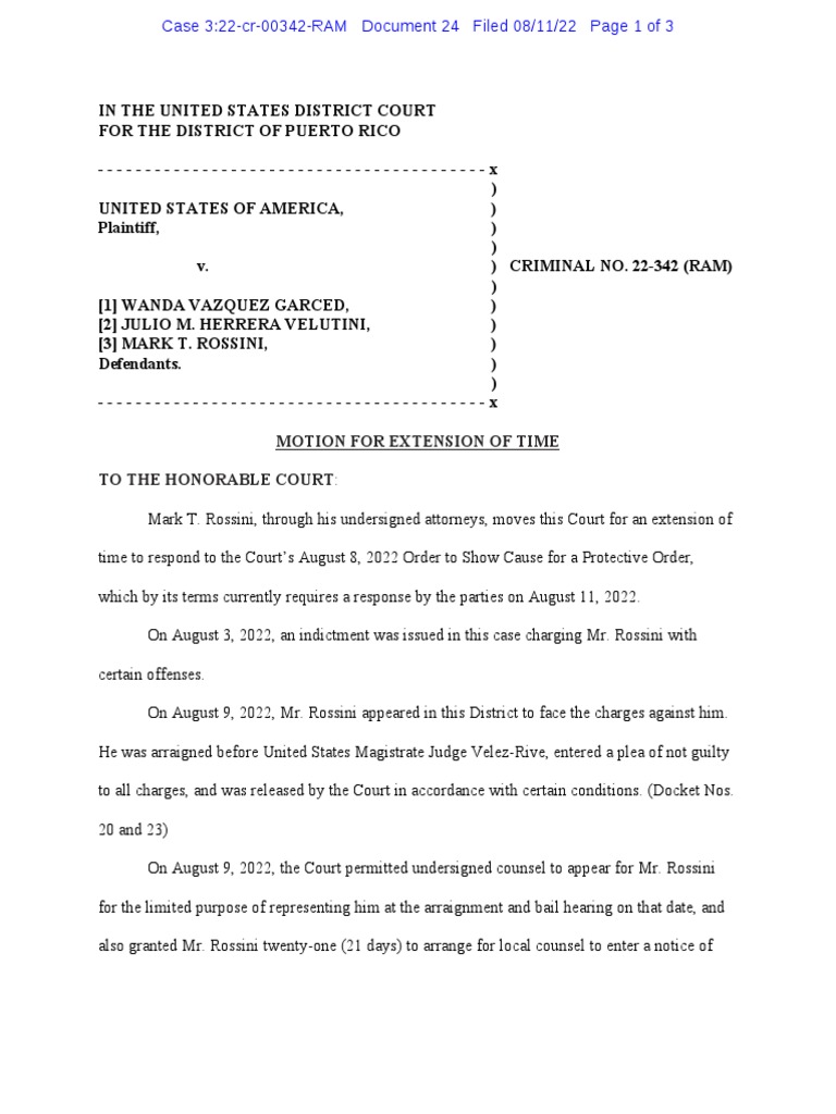 Motion For Extension of Time To The Honorable Court | PDF | Arraignment ...